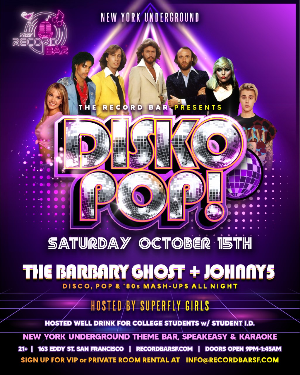 DISKO POP! Every Fridays and Saturdays – Record Bar SF